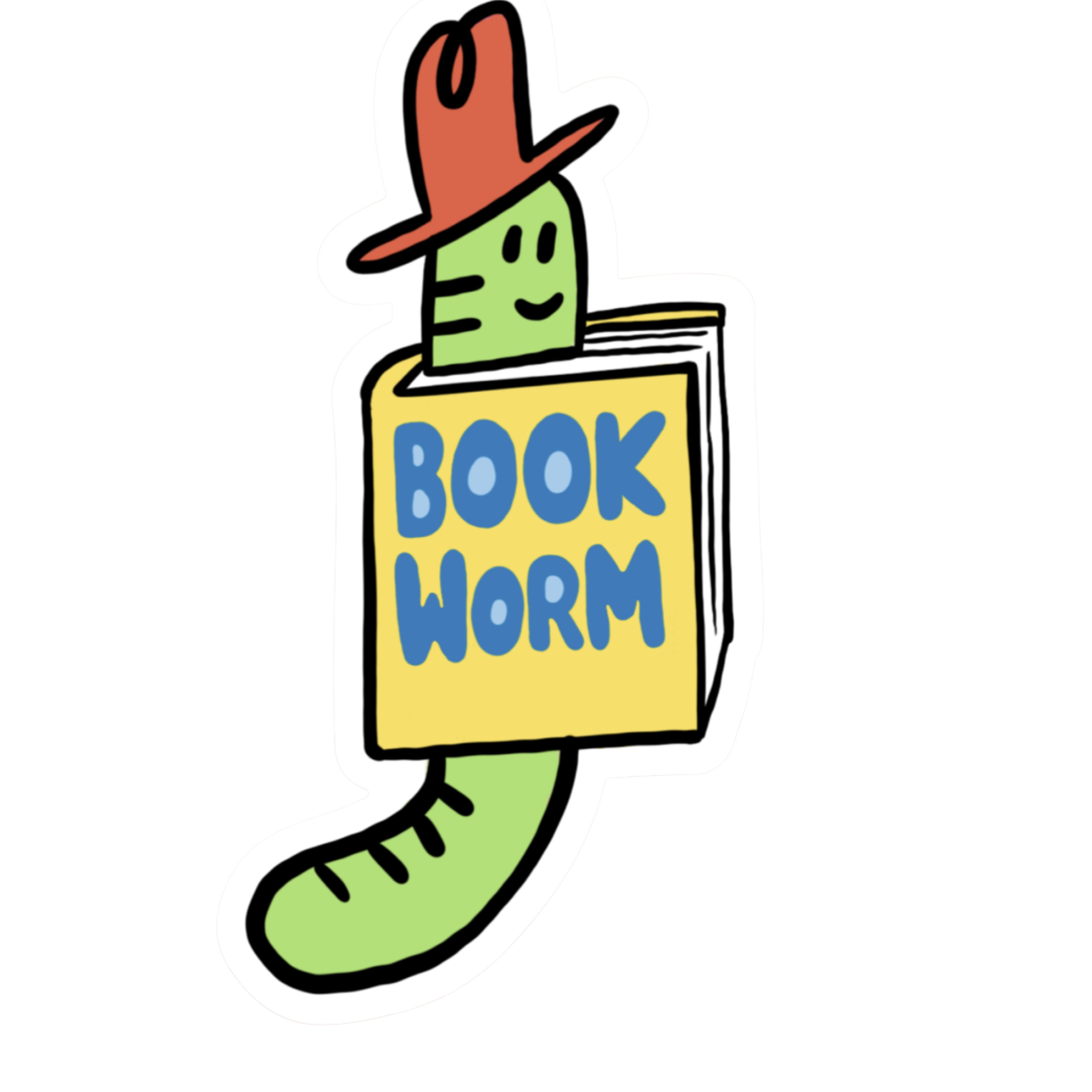 Book Worm Sticker – Golden Hour Gift Co