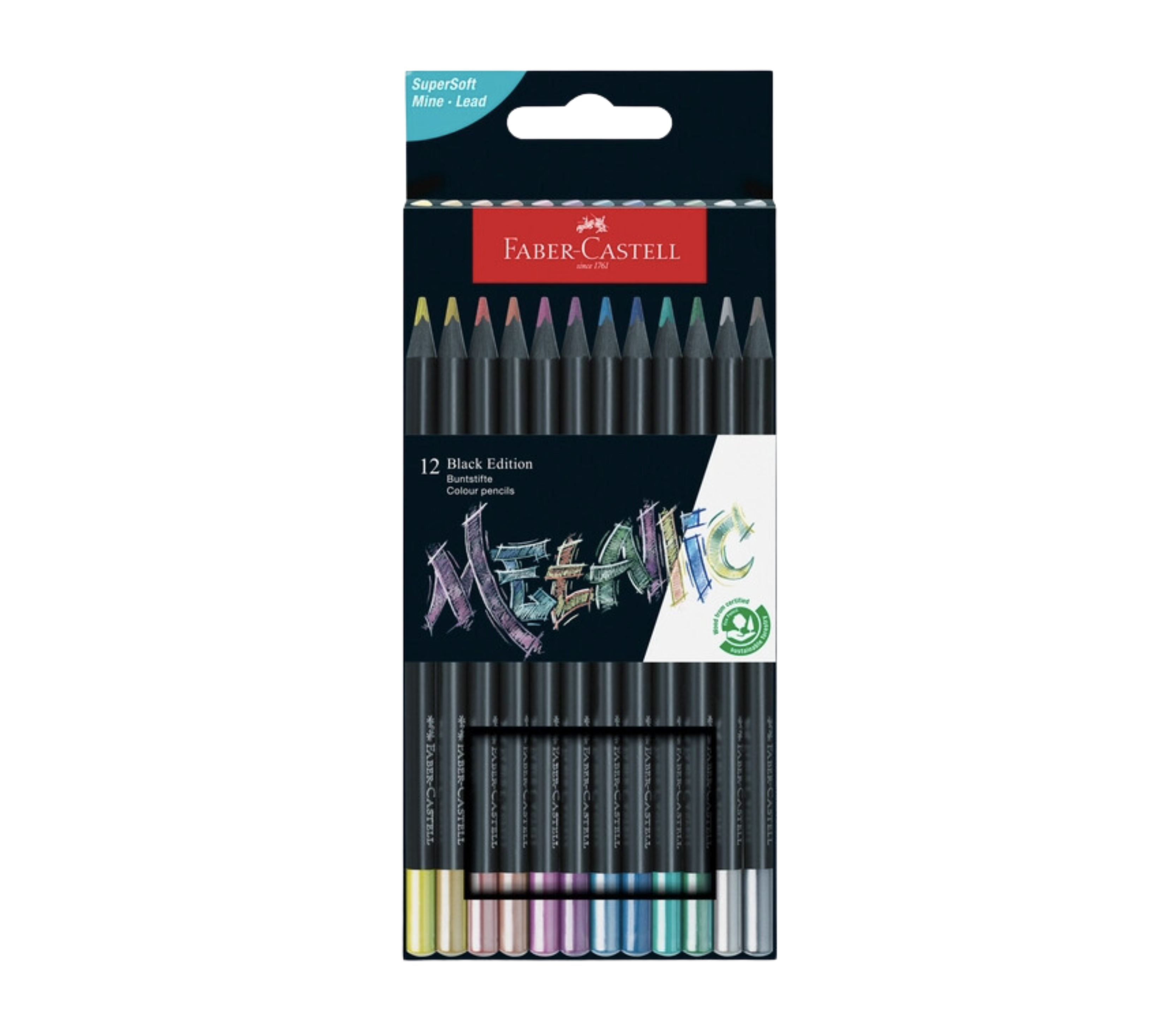 Black Edition Metallic Color Pencils 12 Count Set – Golden Hour Gift Co