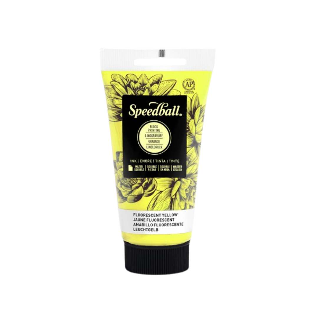 Water-Soluble Block Printing Ink 2.5oz - Fluorescent Yellow – Golden ...
