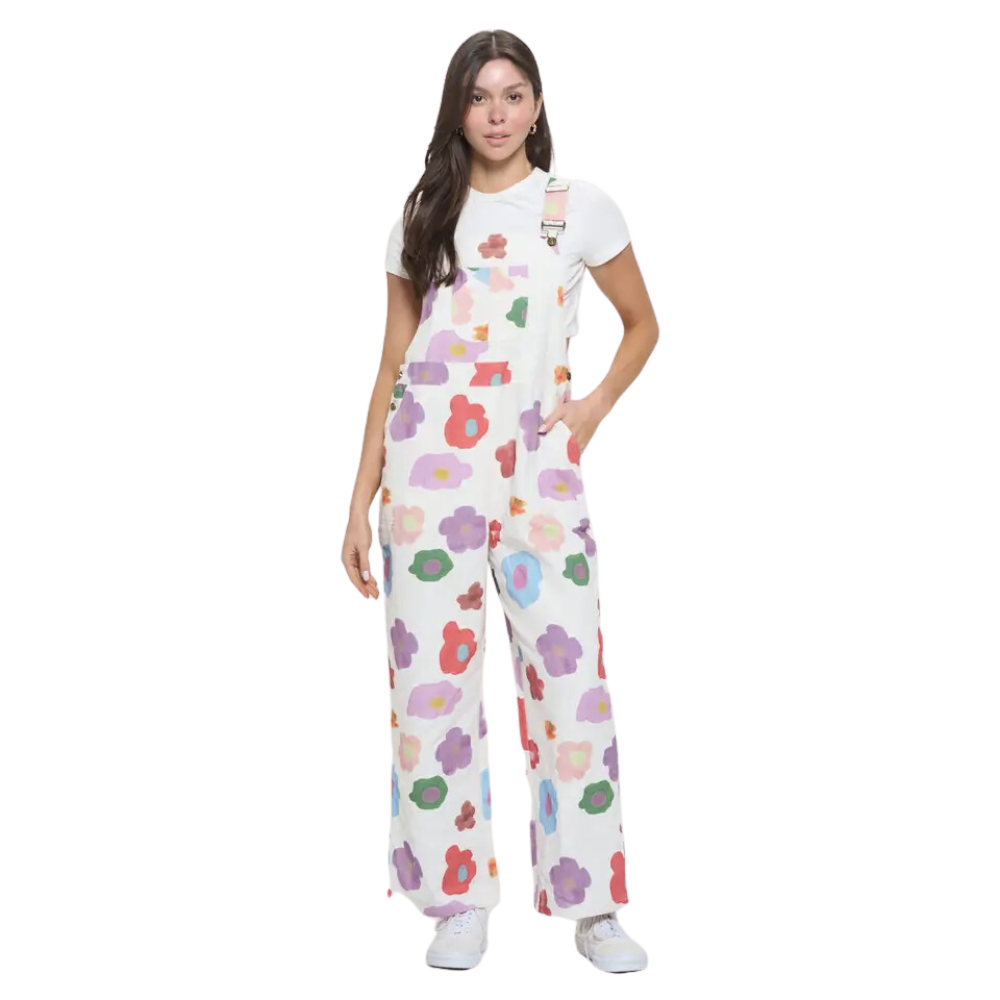 Watercolor Floral Print Overalls – Golden Hour Gift Co