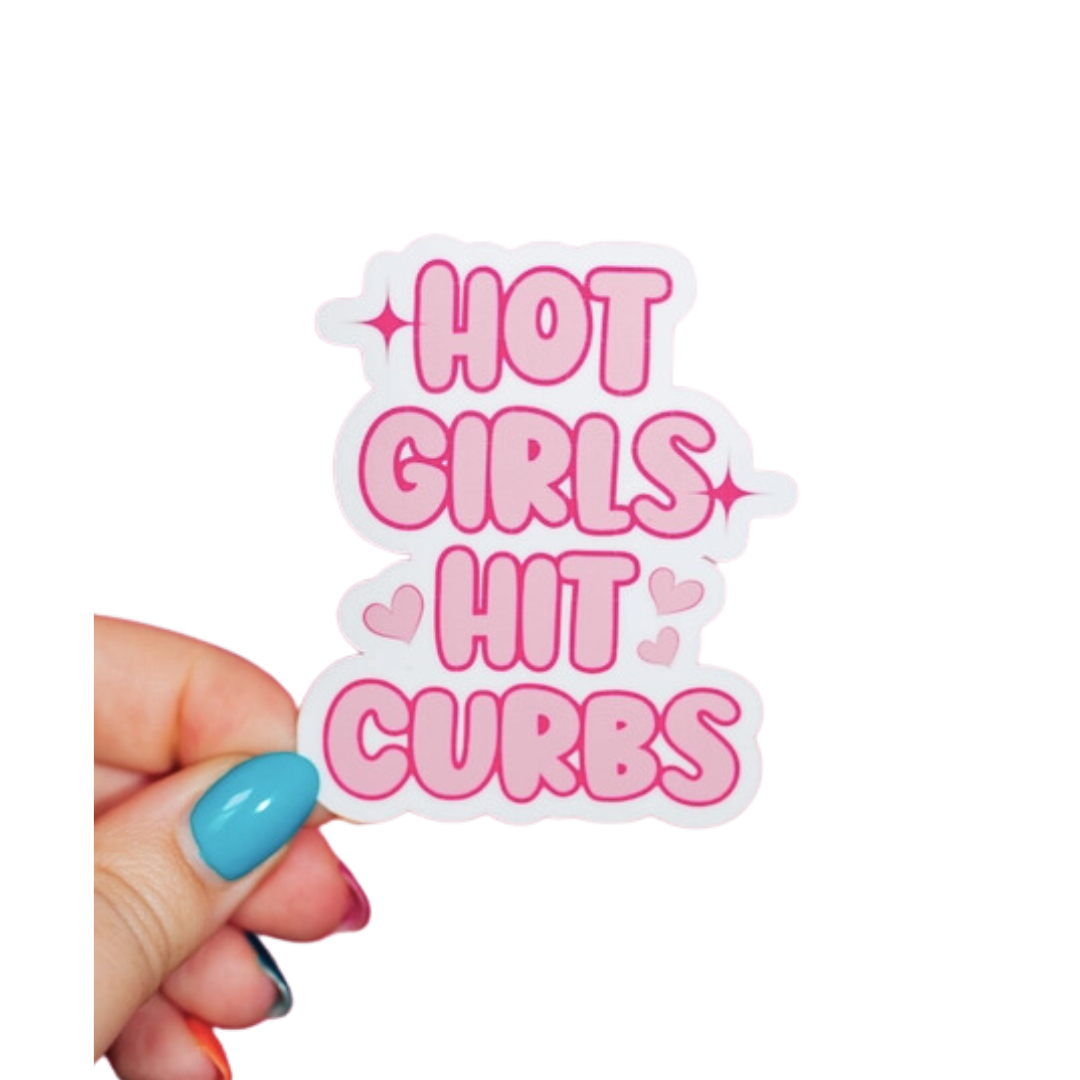 Hot Girls Hit Curbs Pink Sticker – Golden Hour Gift Co