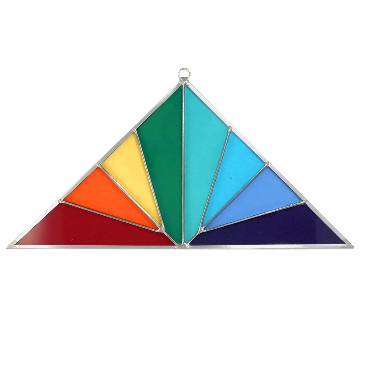 Large Triangle Stained Glass Panel - Rainbow – Golden Hour Gift Co
