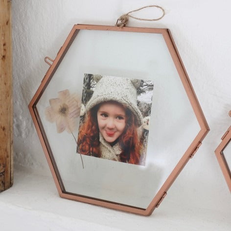 Hanging Hexagon Copper Photo Frame – Golden Hour Gift Co