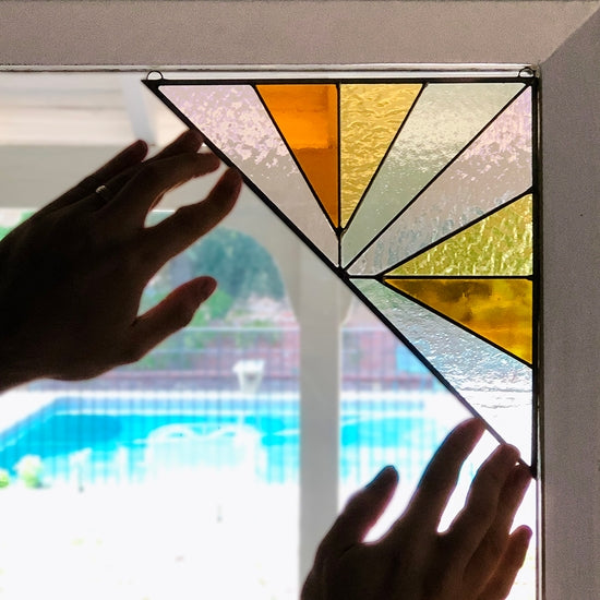 Large Triangle Stained Glass Corner Panel – Golden Hour Gift Co